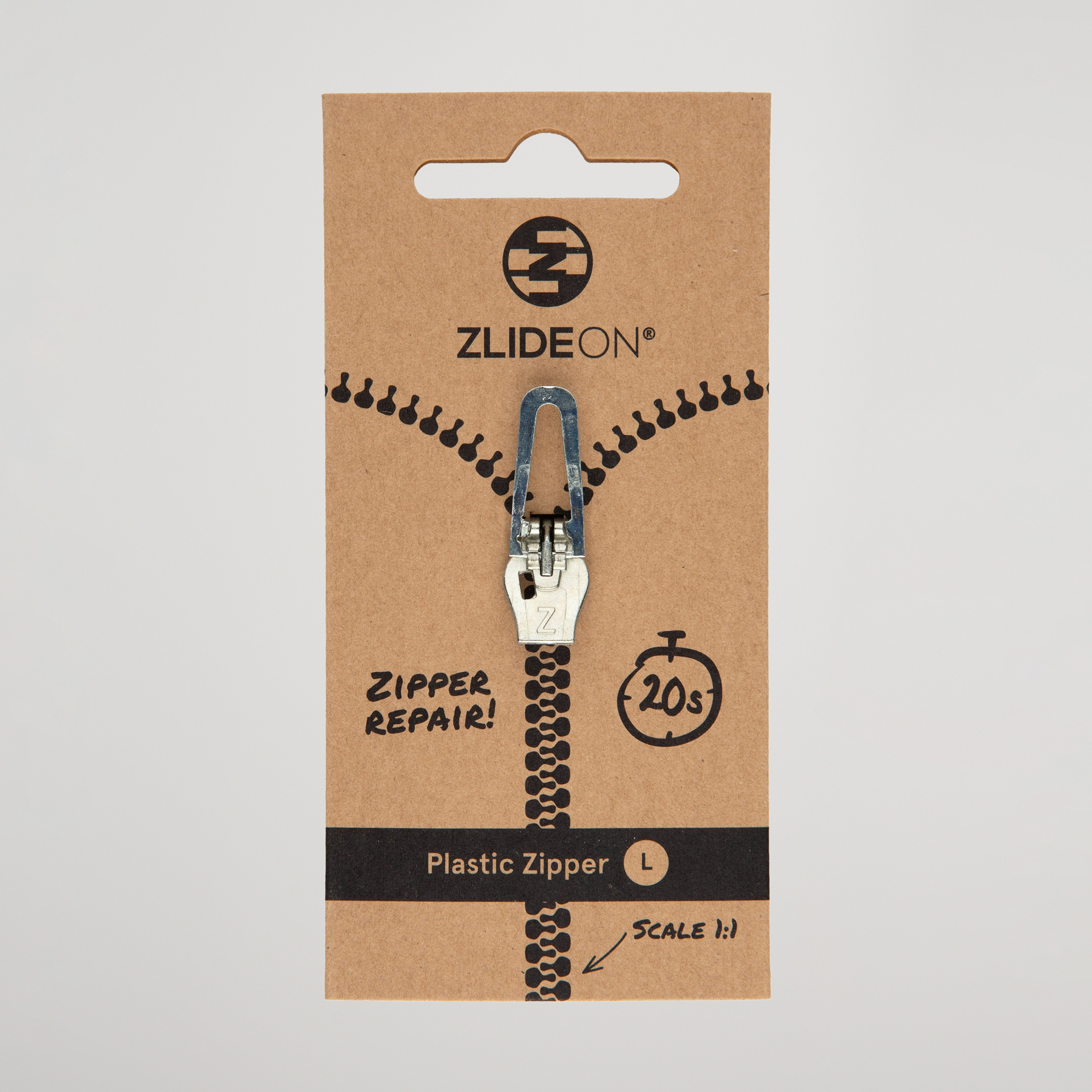 ZlideOn Normal Plastic Zipper Silver L at CareOfCarl.com