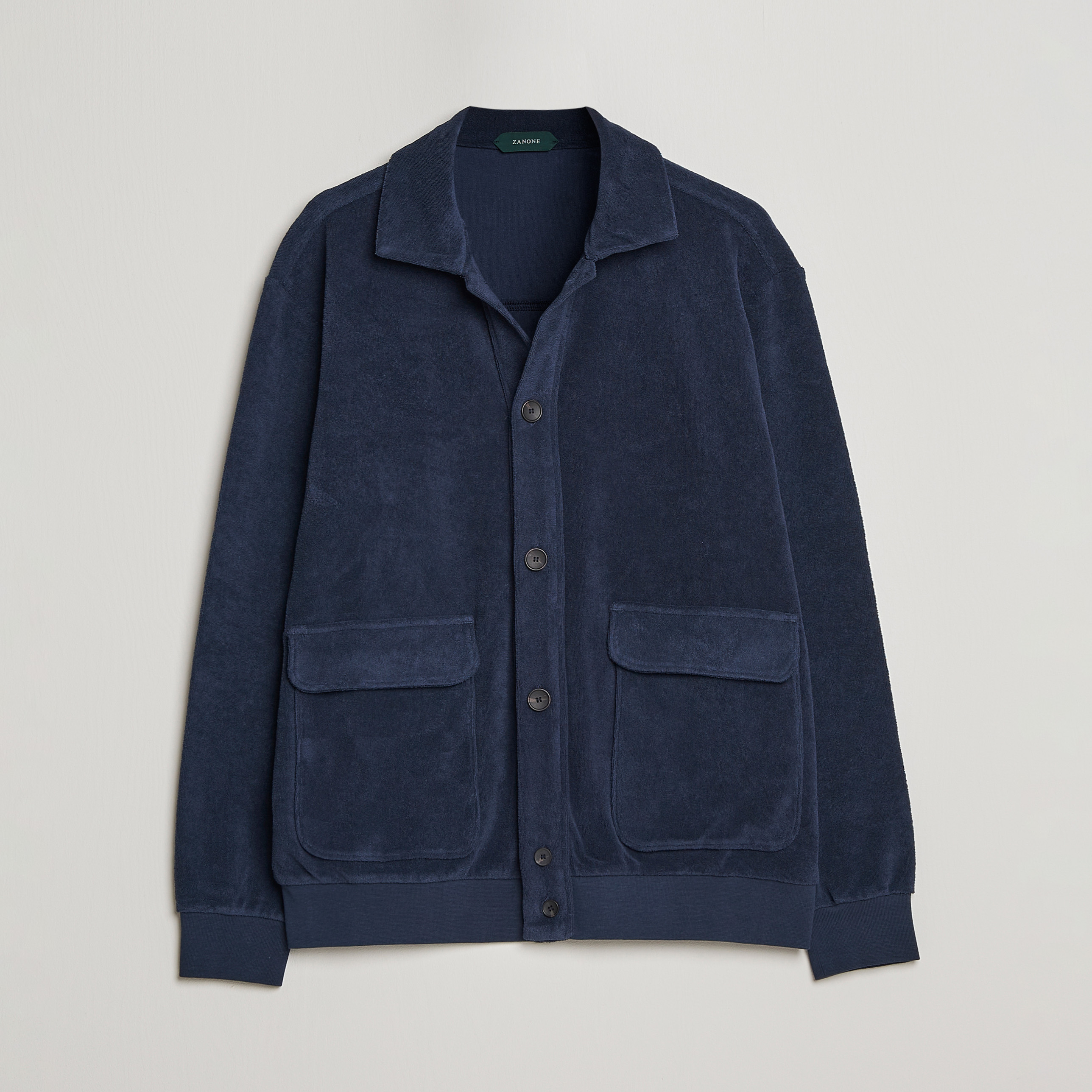 Zanone Terry Cotton Jersey Jacket Navy at CareOfCarl.com