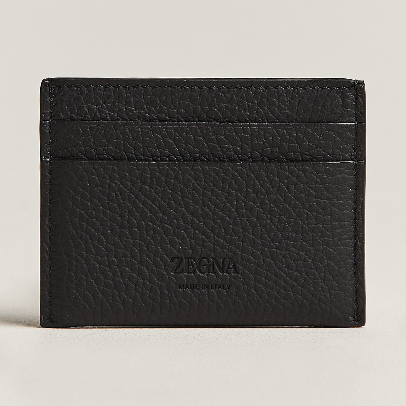 Zegna Grain Leather Card Holder Black at CareOfCarl.com