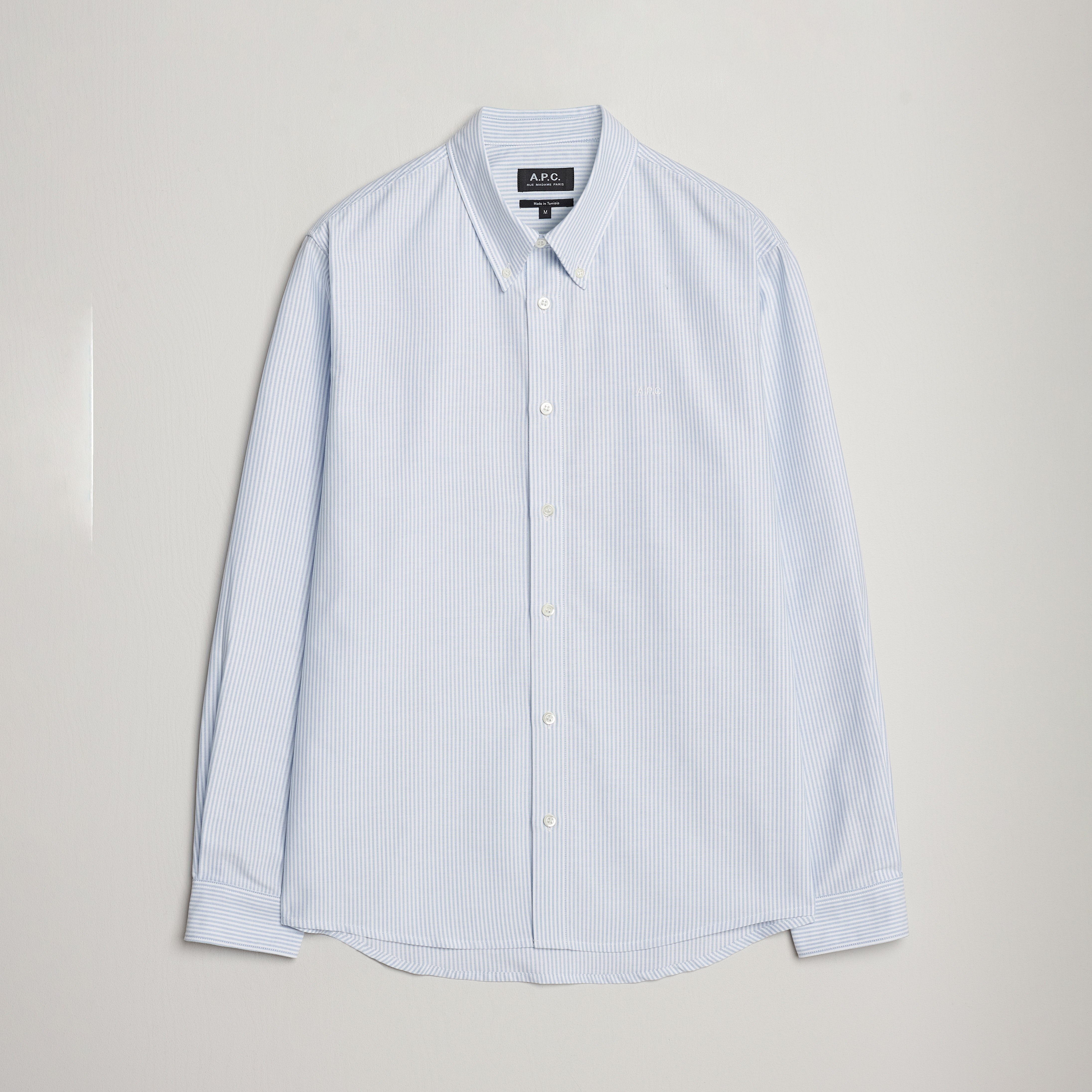 A.P.C. Greg Striped Oxford Shirt Blue/White at CareOfCarl.com