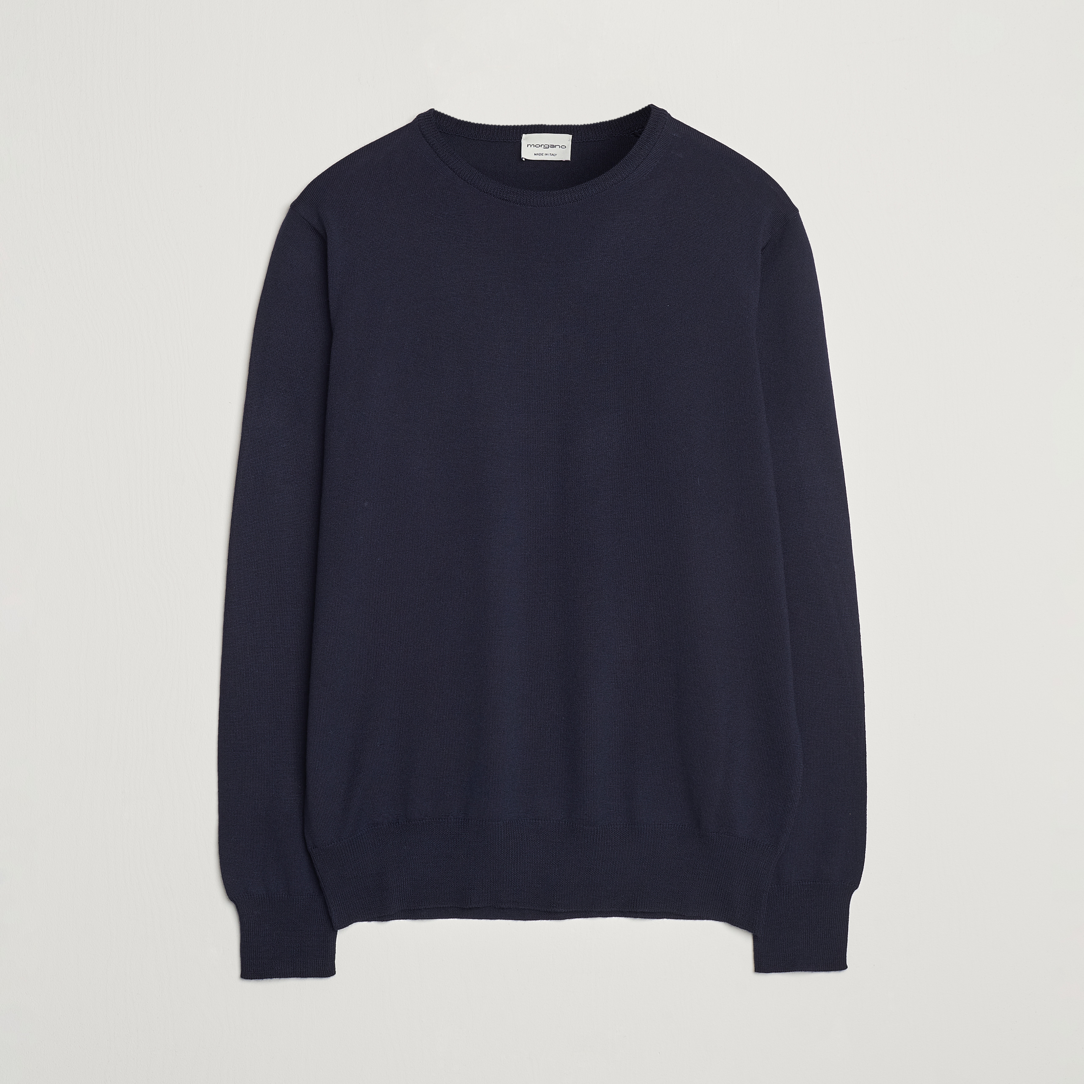 Morgano Extra Fine Merino Wool Crewneck Navy at CareOfCarl.com