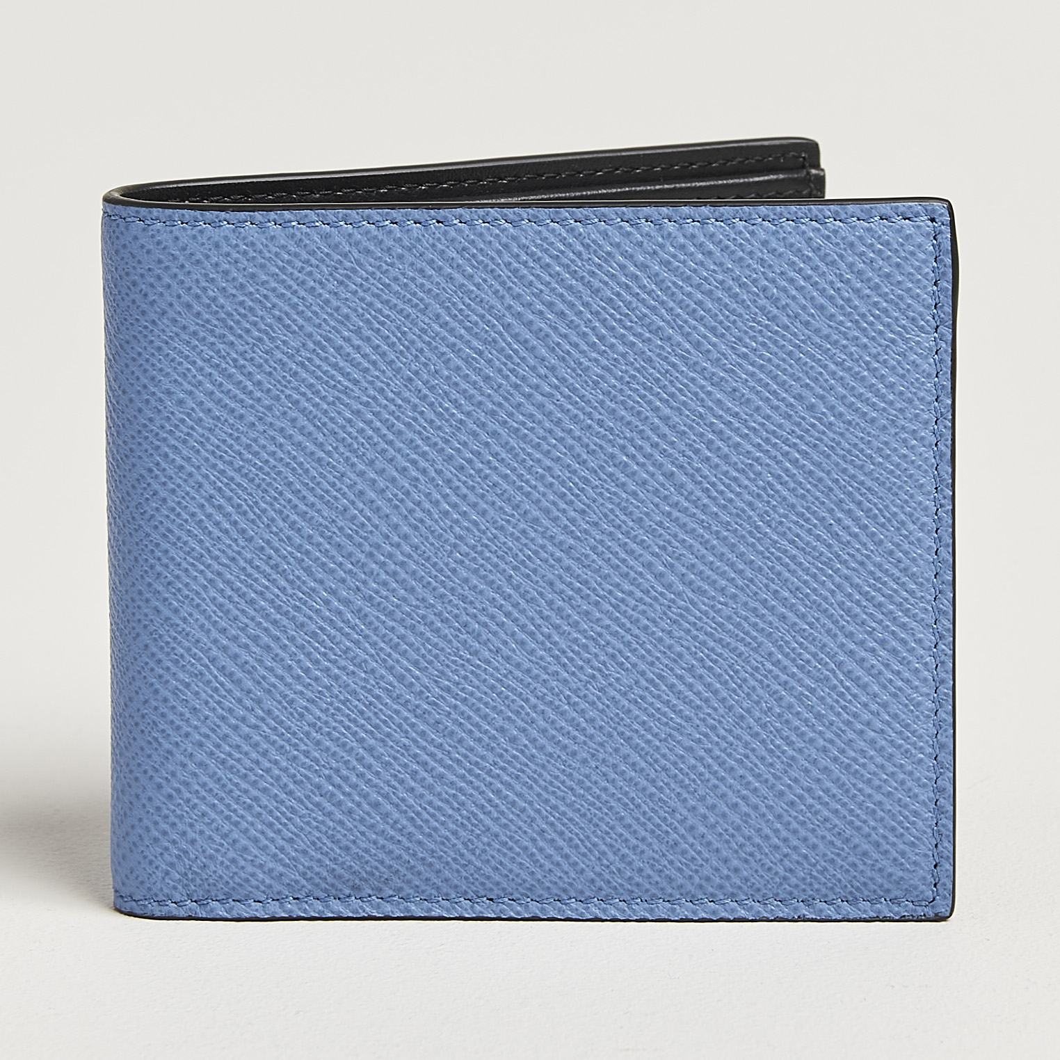Smythson Panama 6 Card Leather Wallet Nile Blue at CareOfCarl.com