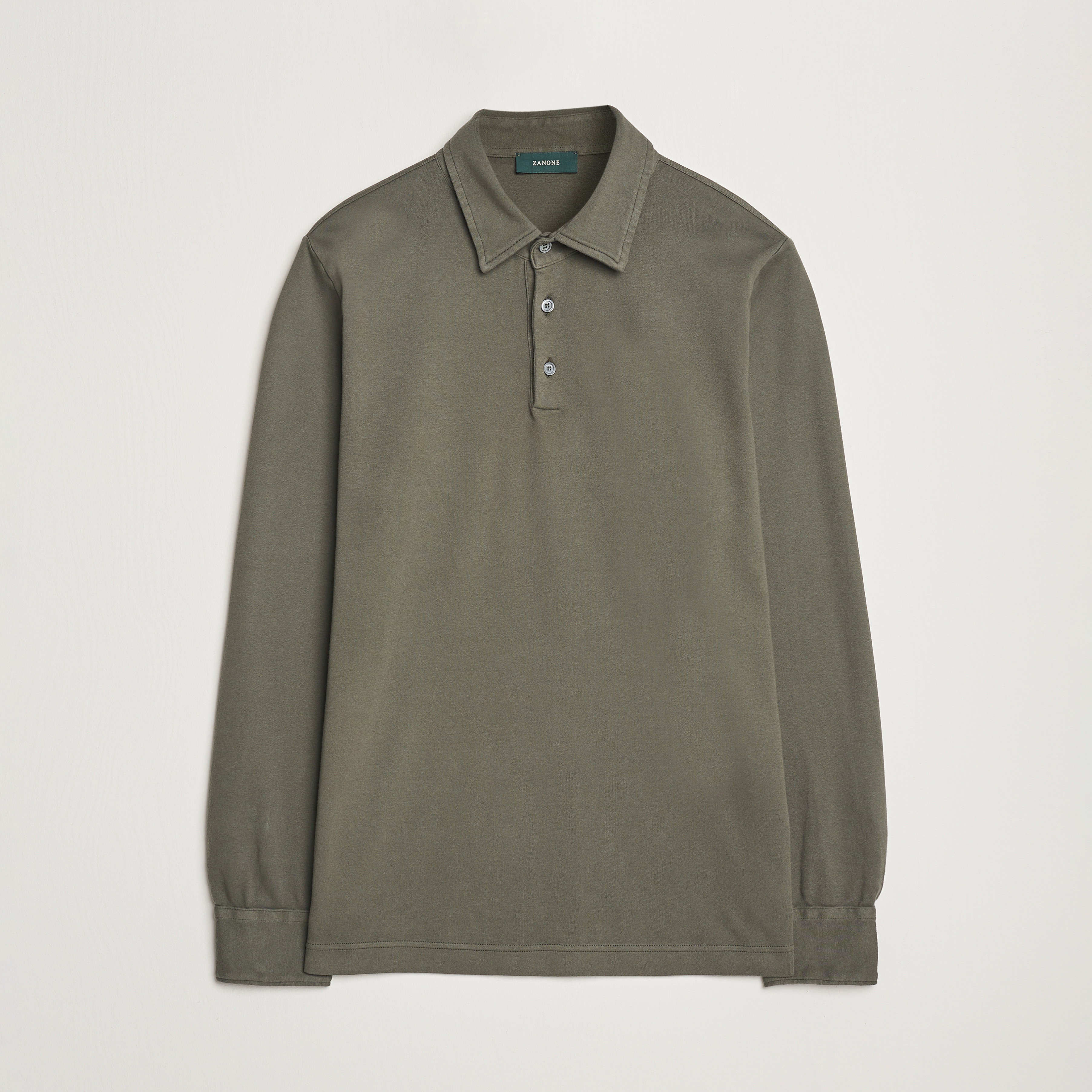 Zanone Heavy Jersey Long Sleeve Polo Olive at CareOfCarl.com