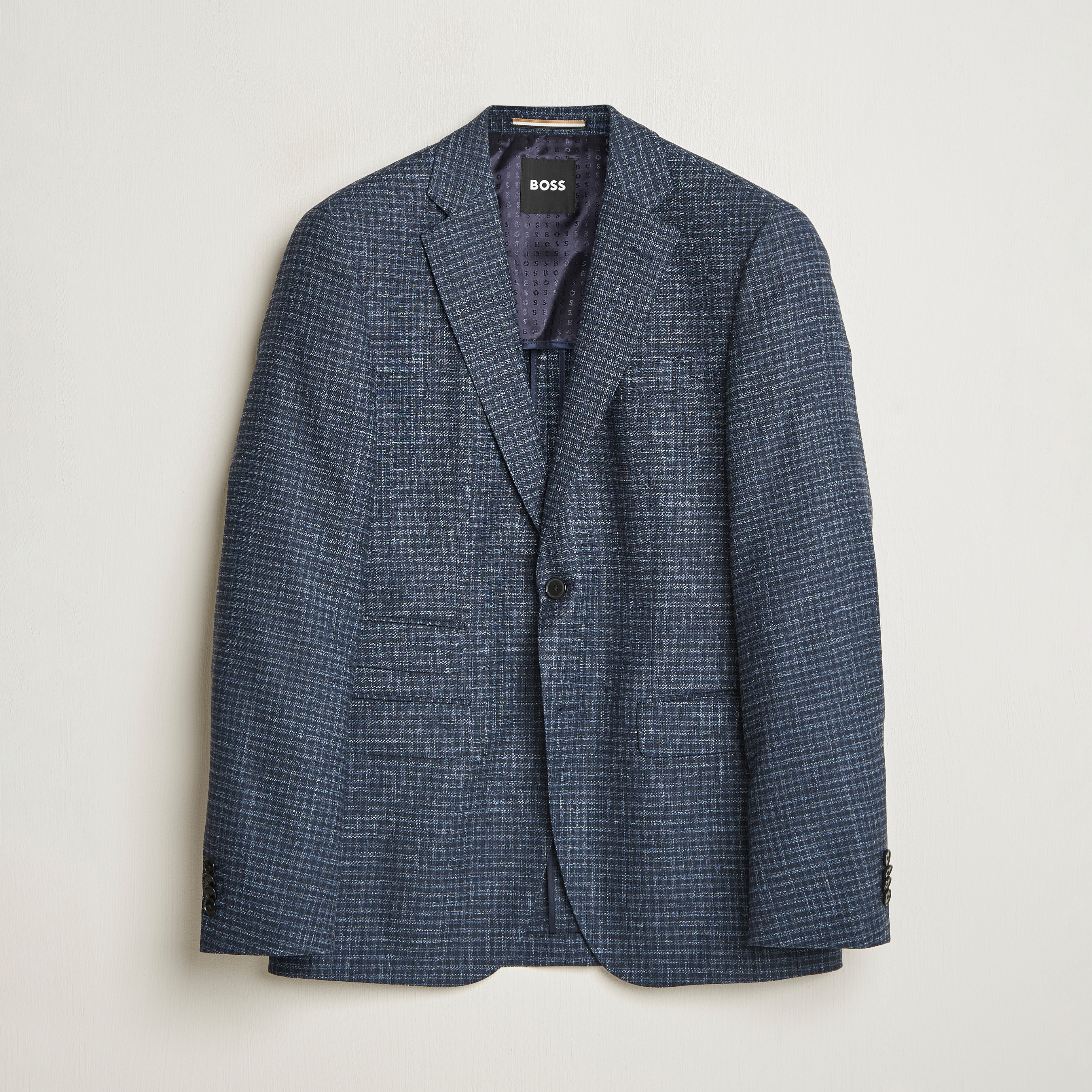 BOSS BLACK Janson Wool Dogtooth Blazer Medium Blue at CareOfCarl.com