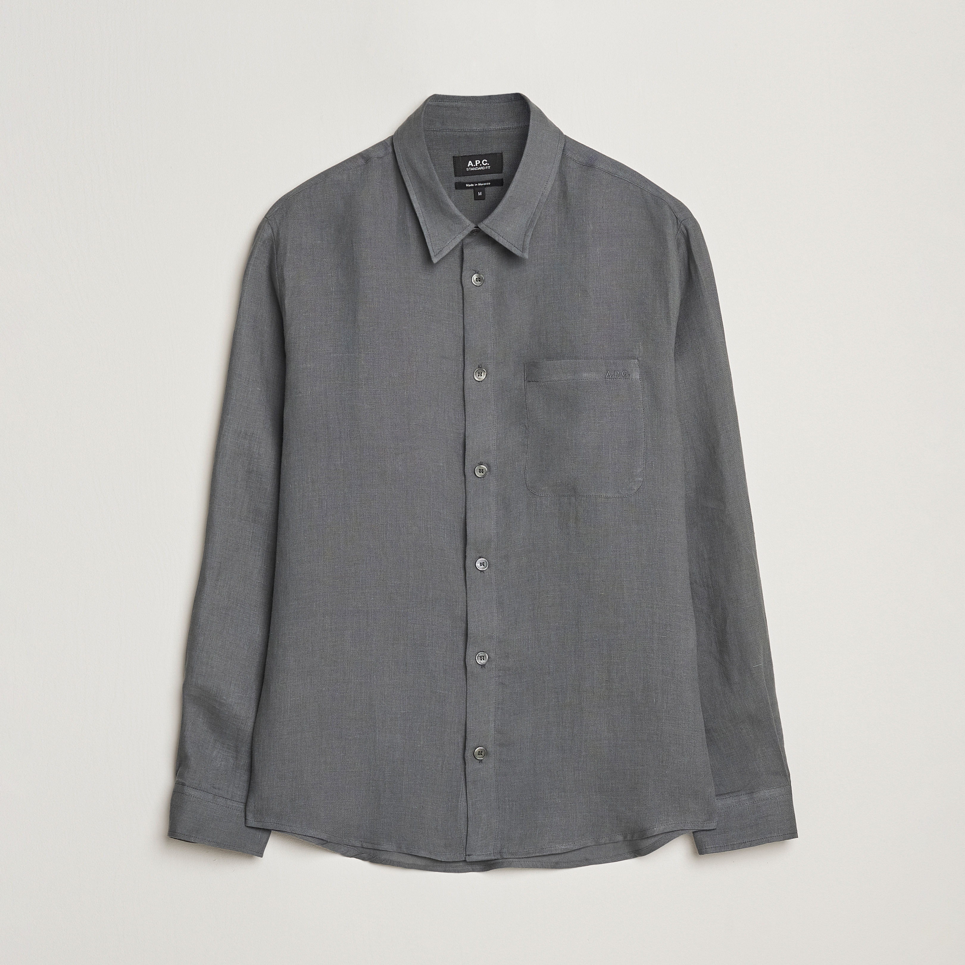 A.P.C. Cassel Linen Shirt Anthracite at CareOfCarl.com