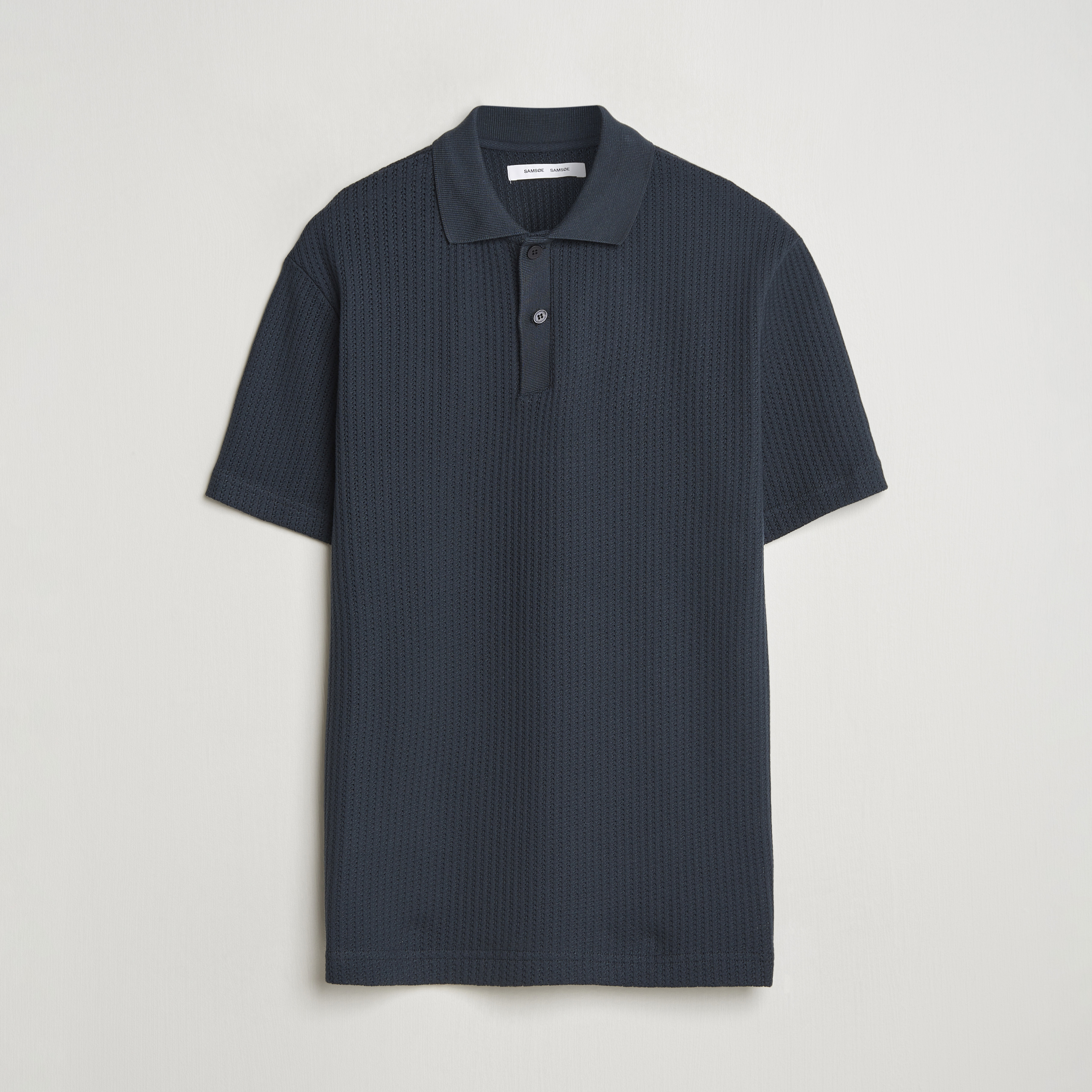 Samsøe Samsøe Jase Structured Knitted Polo Salute Navy at CareOfCarl.com