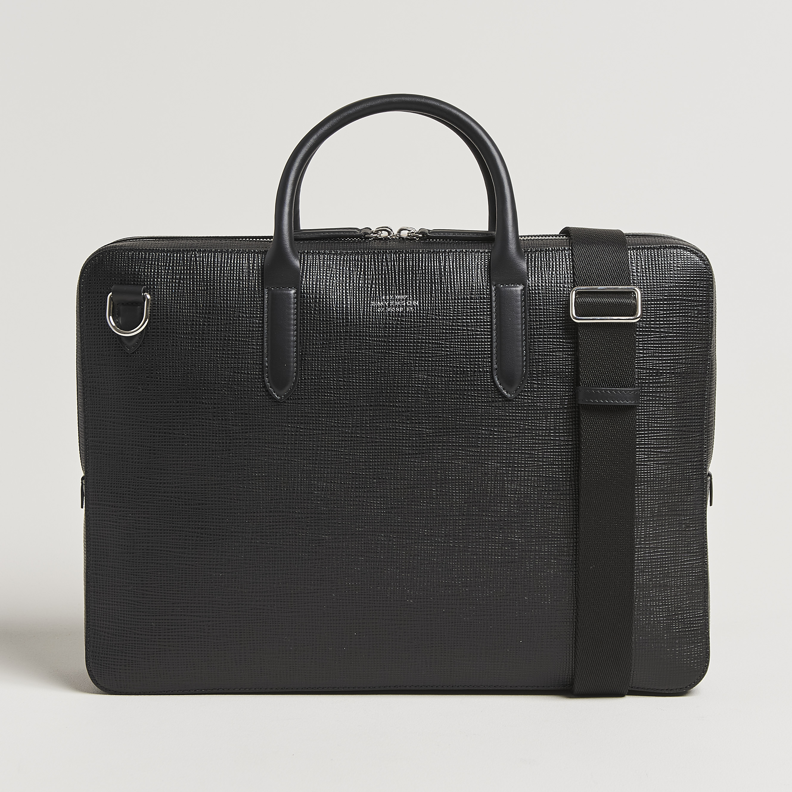 Smythson Panama Large Lightweight Briefcase Black at CareOfCarl.com