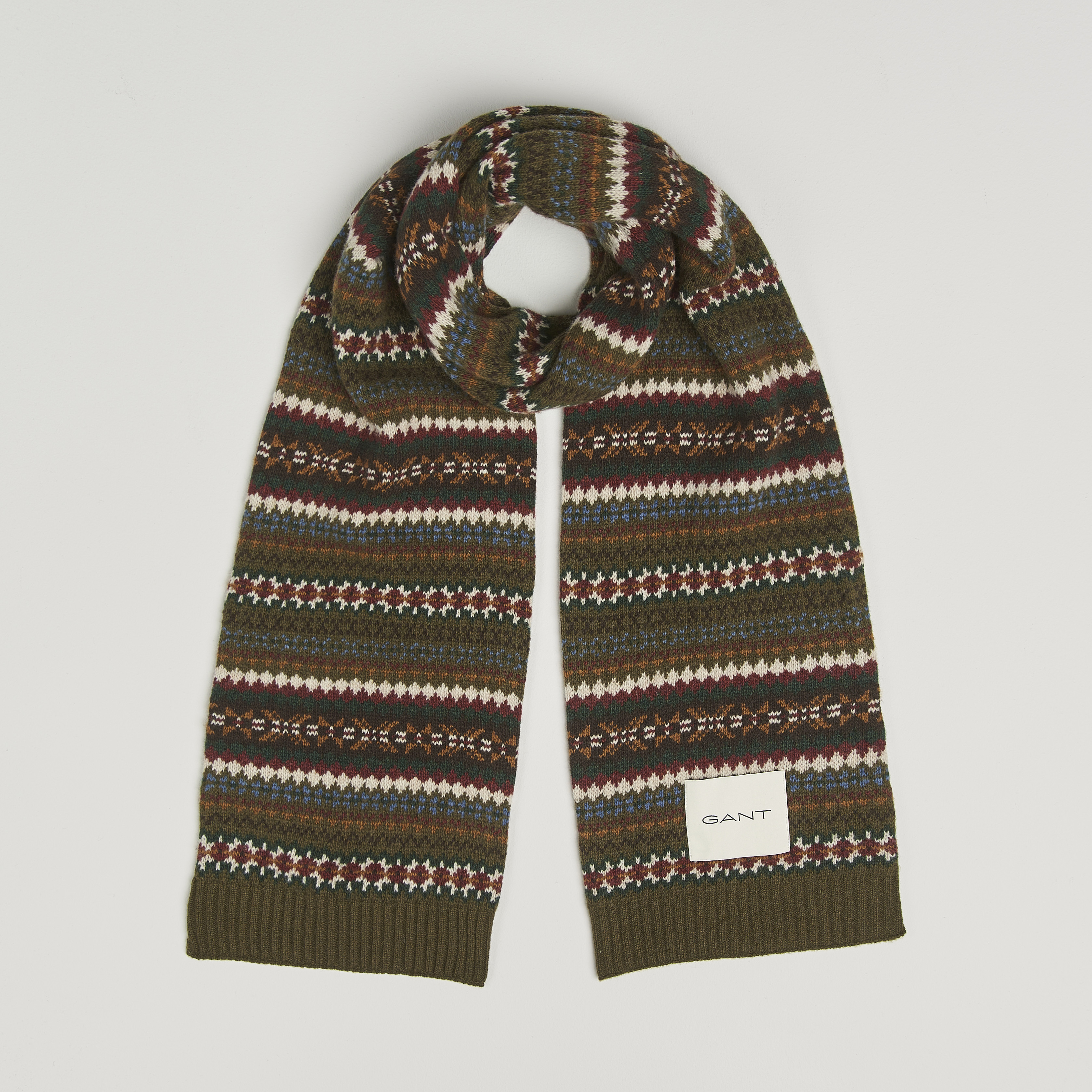 GANT Fair Isle Scarf Country Green at CareOfCarl.com