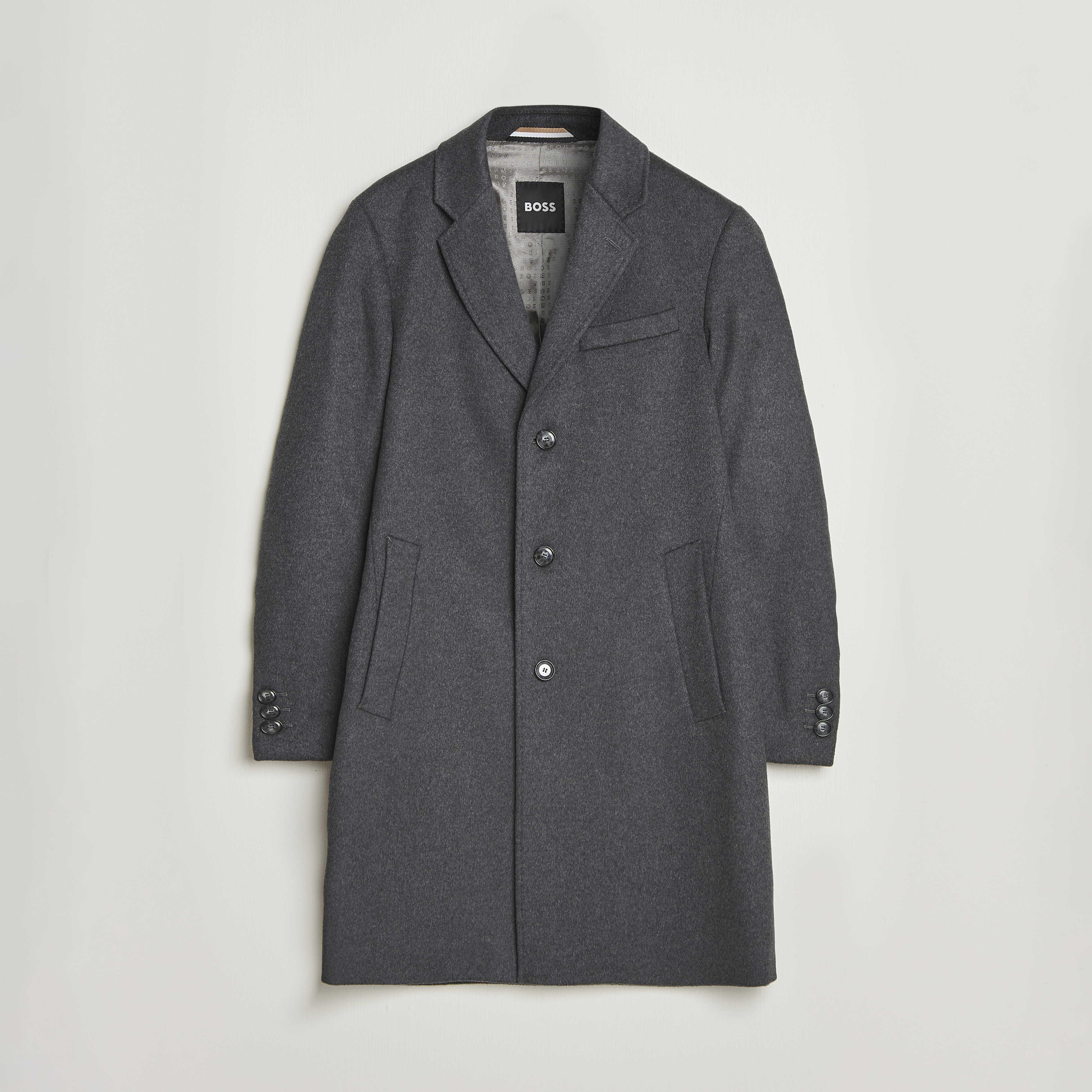 BOSS BLACK Hyde Wool Coat Medium Grey at CareOfCarl.com