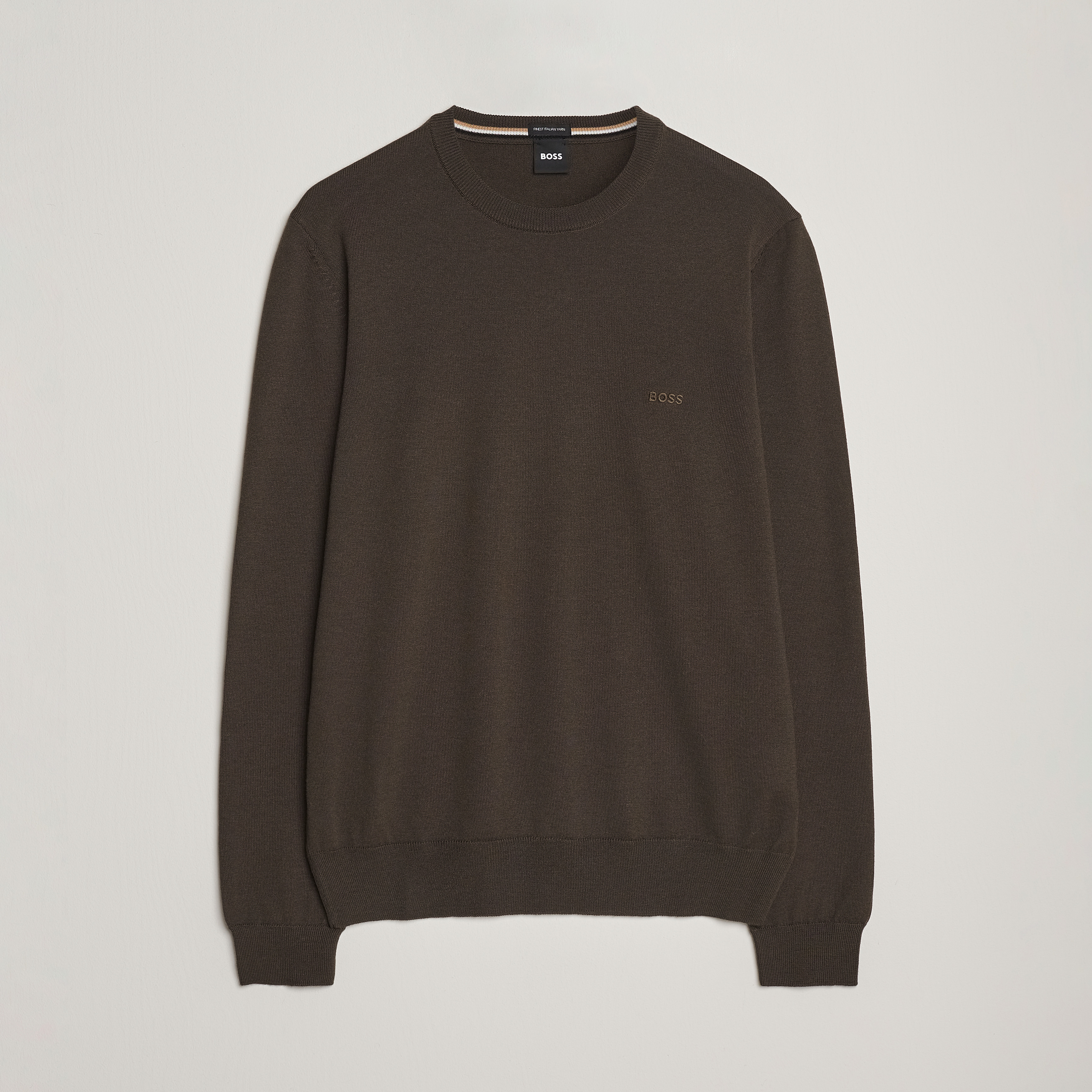 BOSS BLACK Botto Merino Knitted Pullover Open Green at CareOfCarl.com