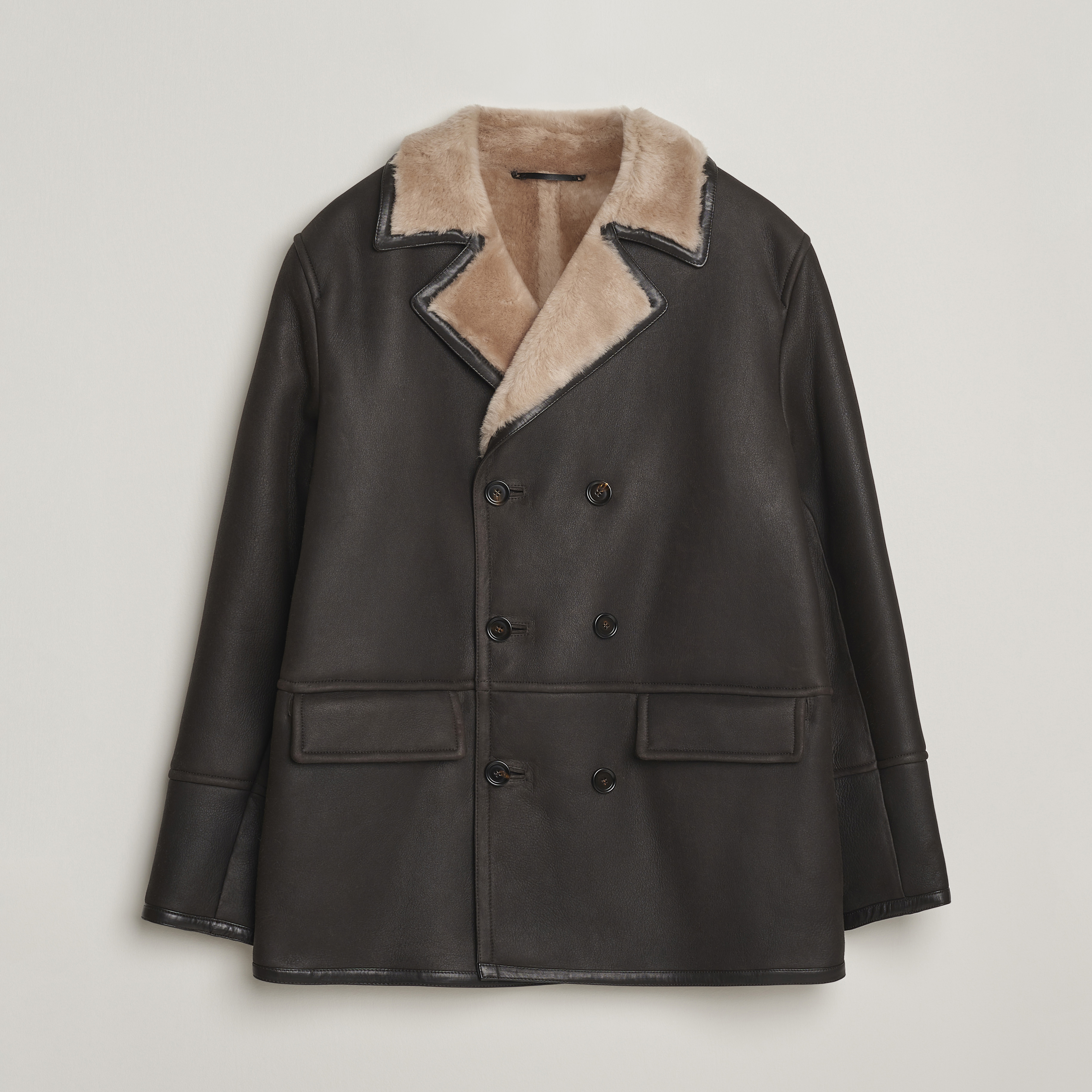 BOSS CAMEL Mabano Leather Peacoat Brown at CareOfCarl.com