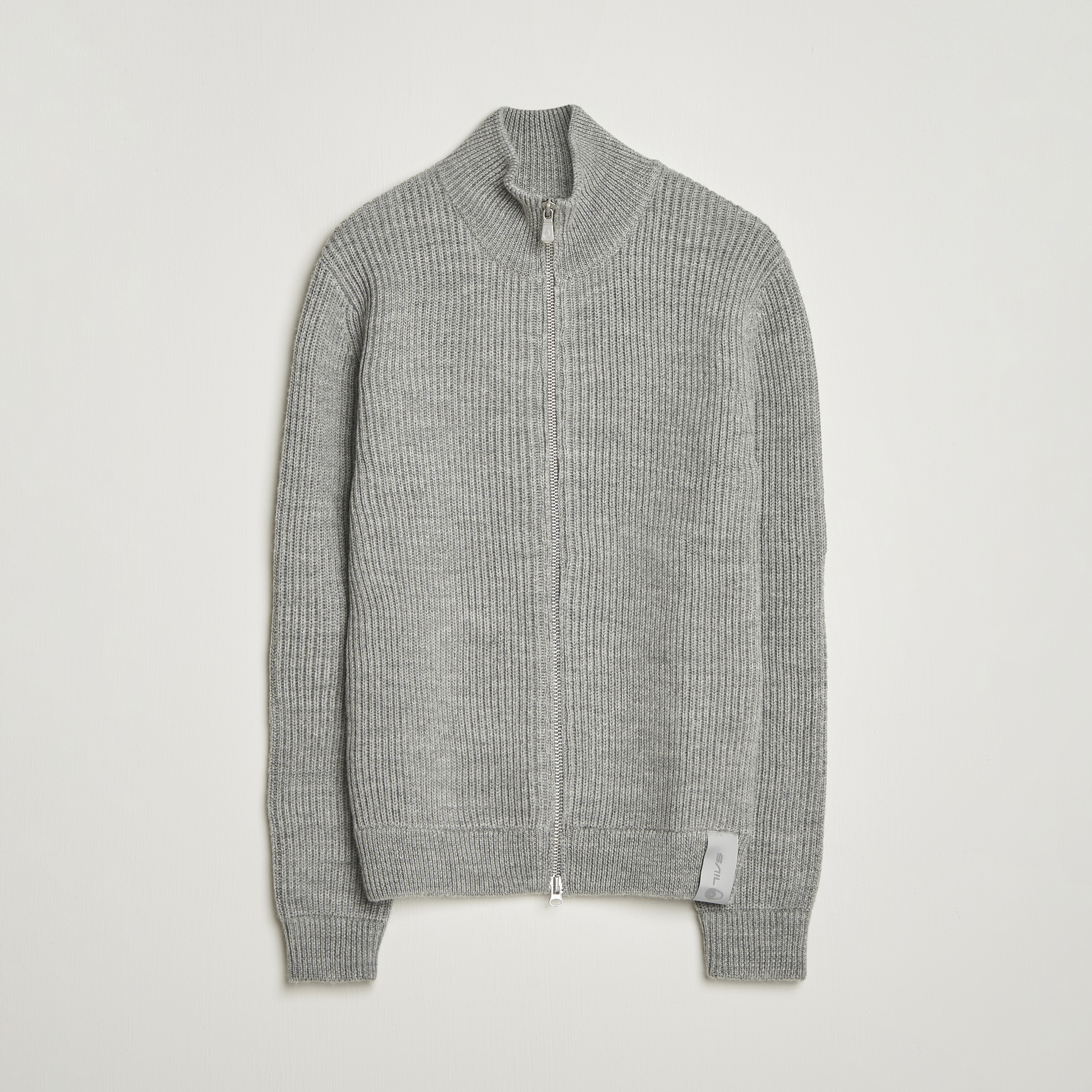 Sail Racing Ridge Wool Heavy Knitted Full Zip Grey Melange at CareOfCarl.co