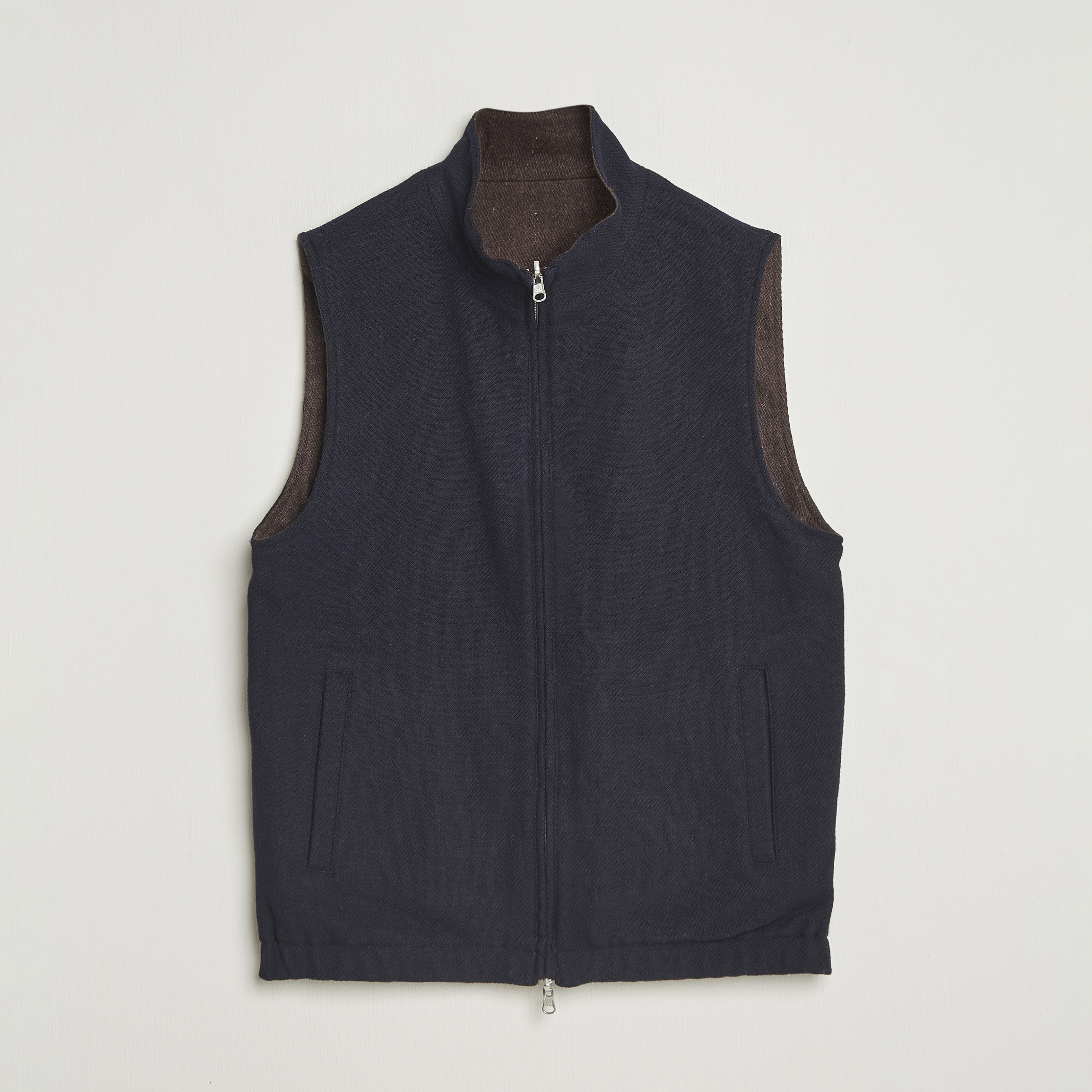 Stenströms Reversible Wool Vest Navy at CareOfCarl.com