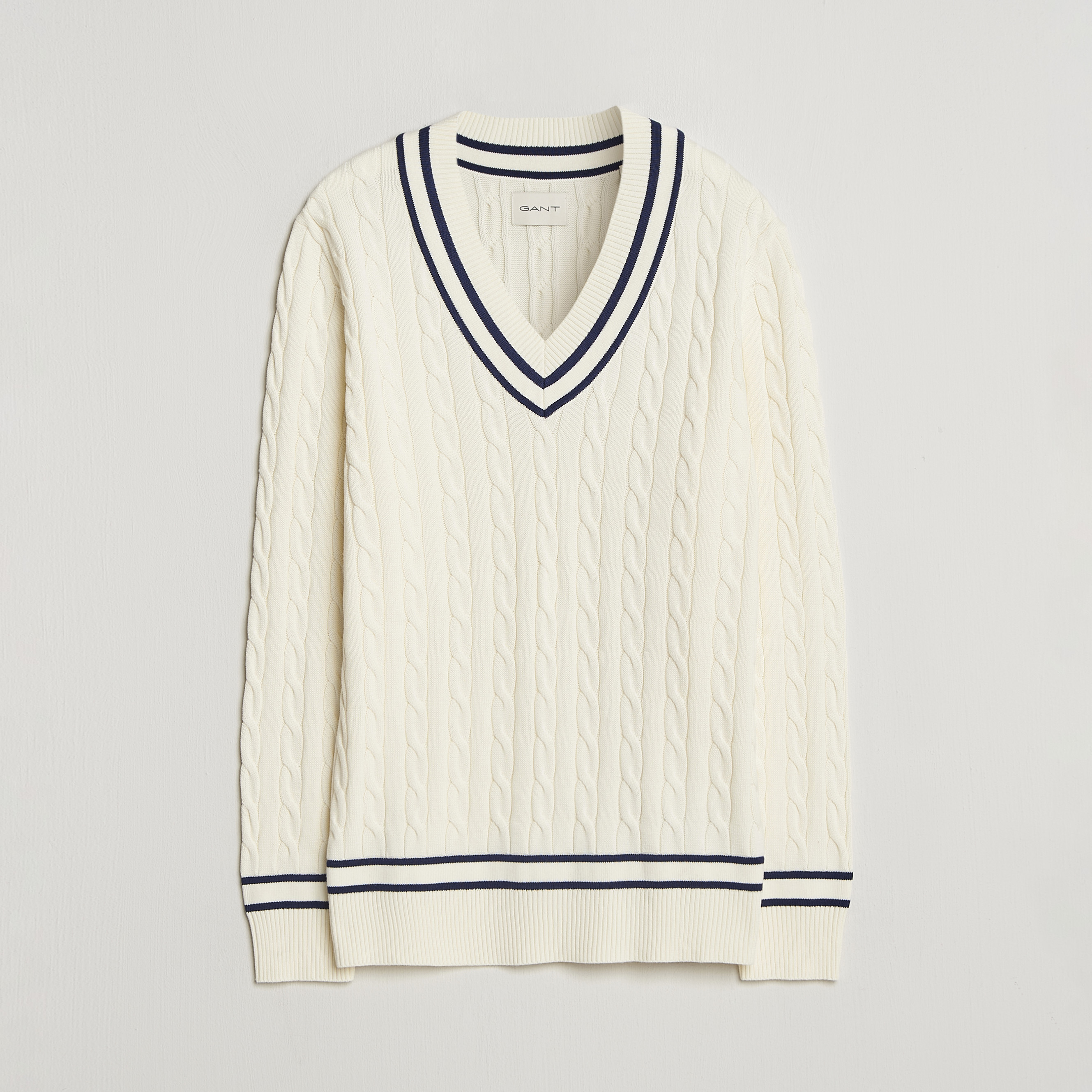 GANT Cotton Cable Cricket Sweater Cream at CareOfCarl.com