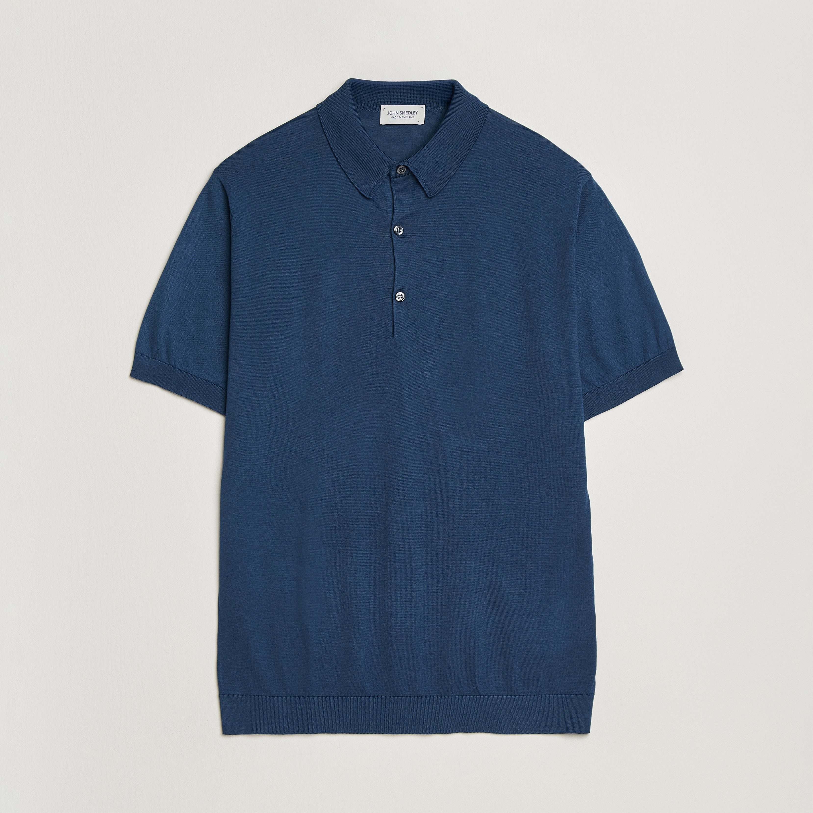 John Smedley Adrian Slim Fit Sea Island Cotton Polo Delft Blue at CareOfCar